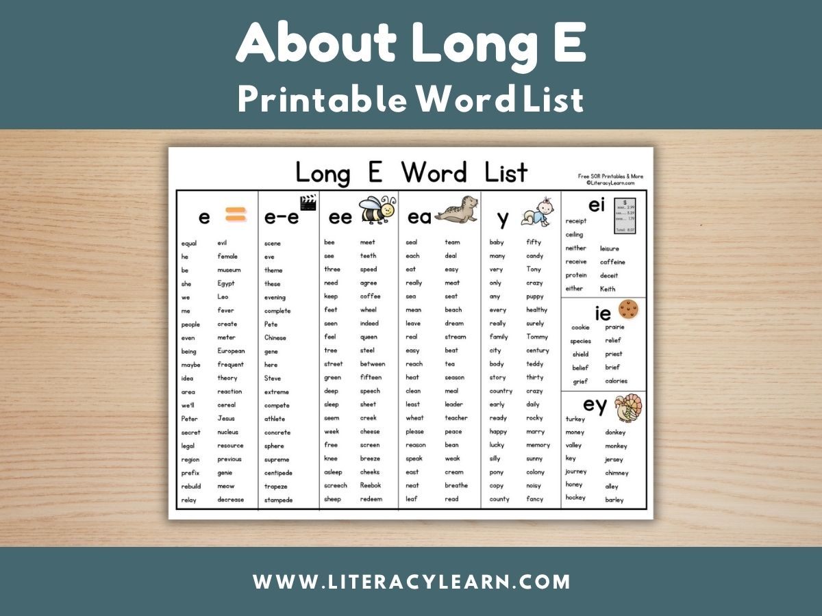 About Long E: Printable Word List - Literacy Learn Unlimited