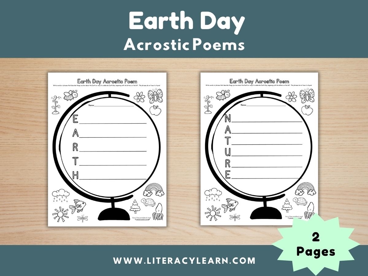 Earth Day Acrostic Poem Worksheets - Literacy Learn Unlimited