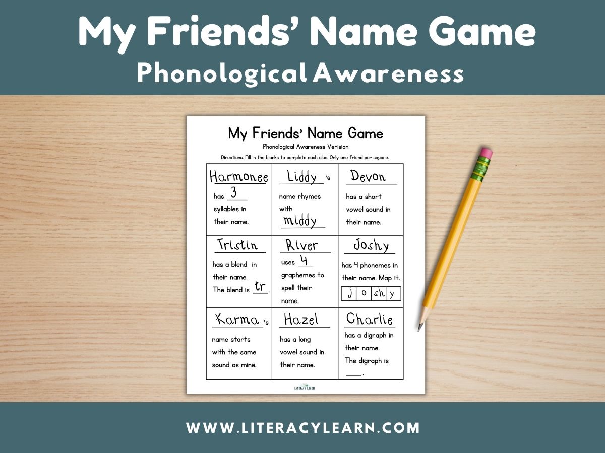 My Friends' Name Game - Literacy Learn Unlimited