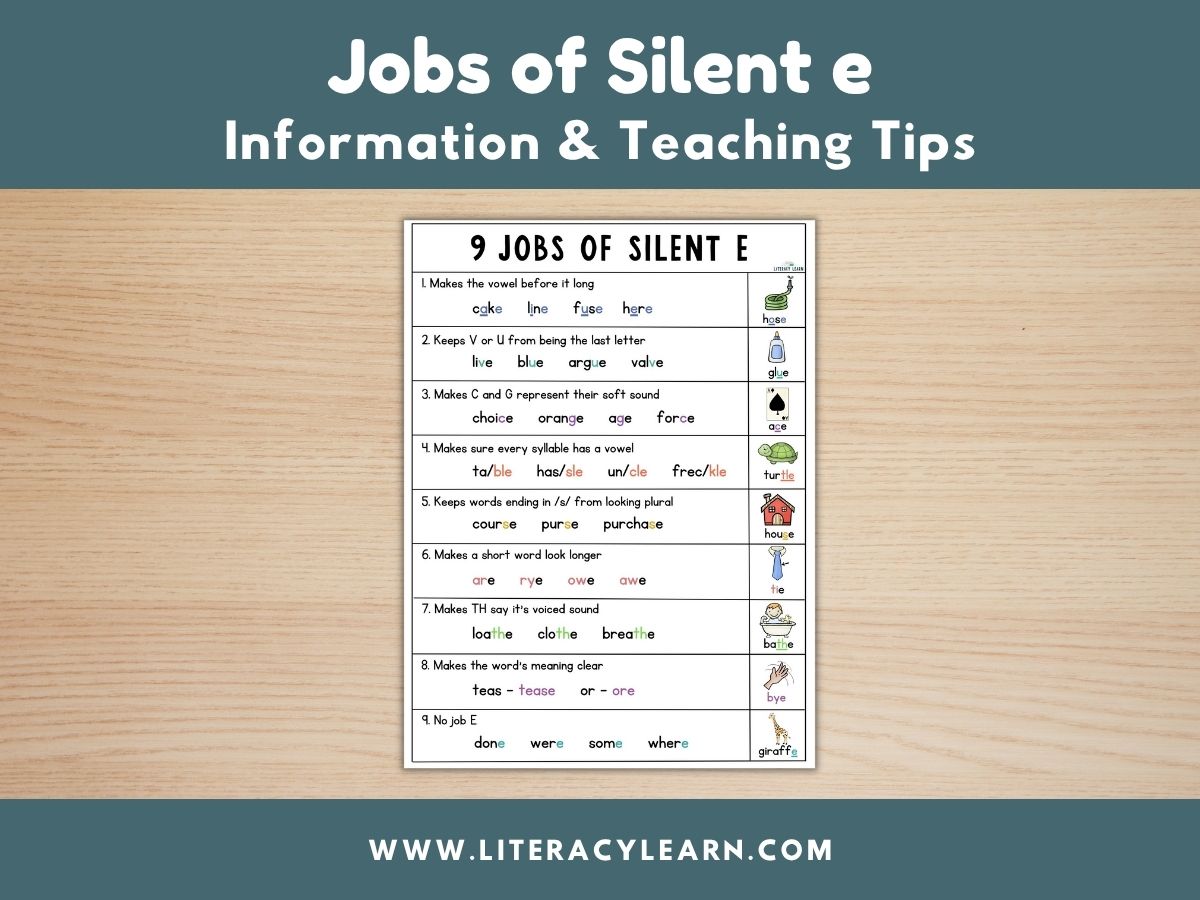 The 9 Jobs of Silent E: Info & Teaching Tips - Literacy Learn Unlimited