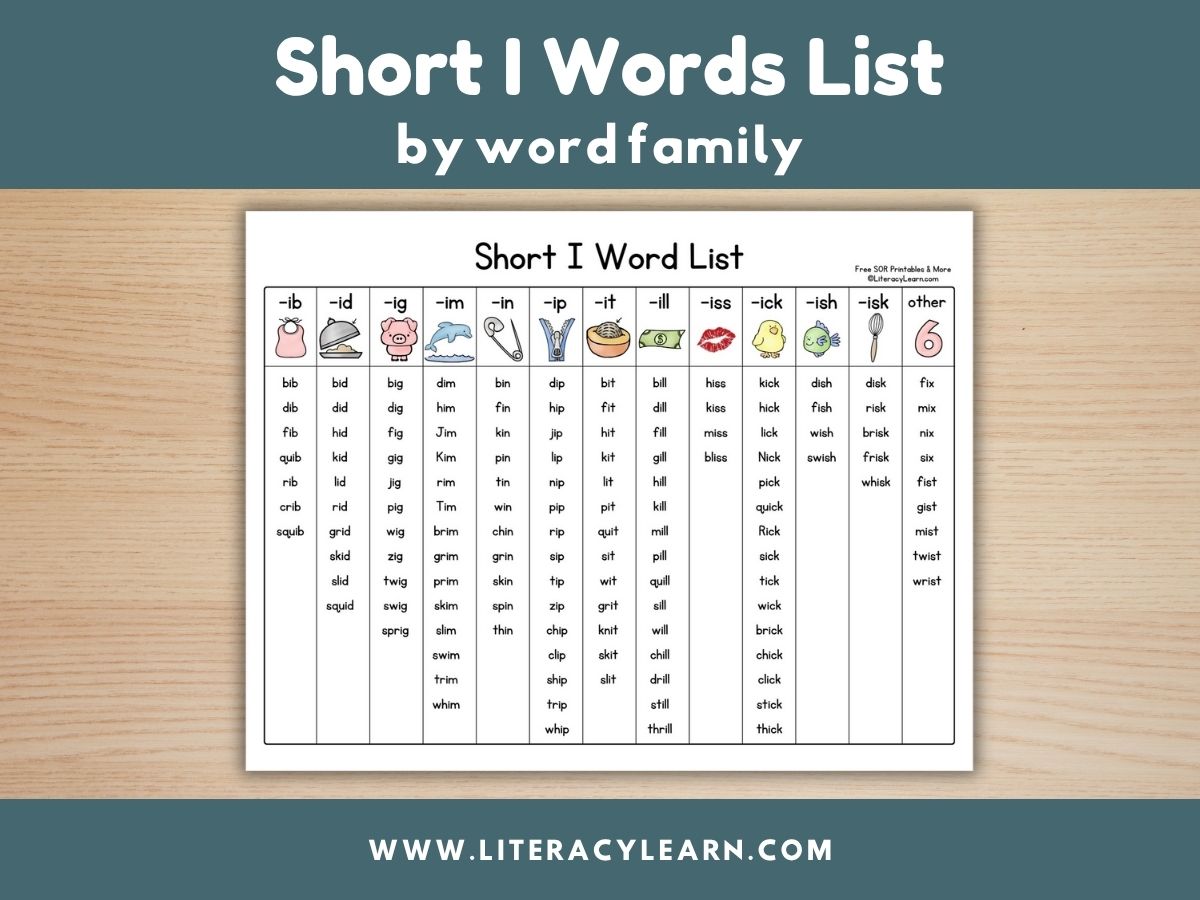Short I Words List - Literacy Learn Unlimited