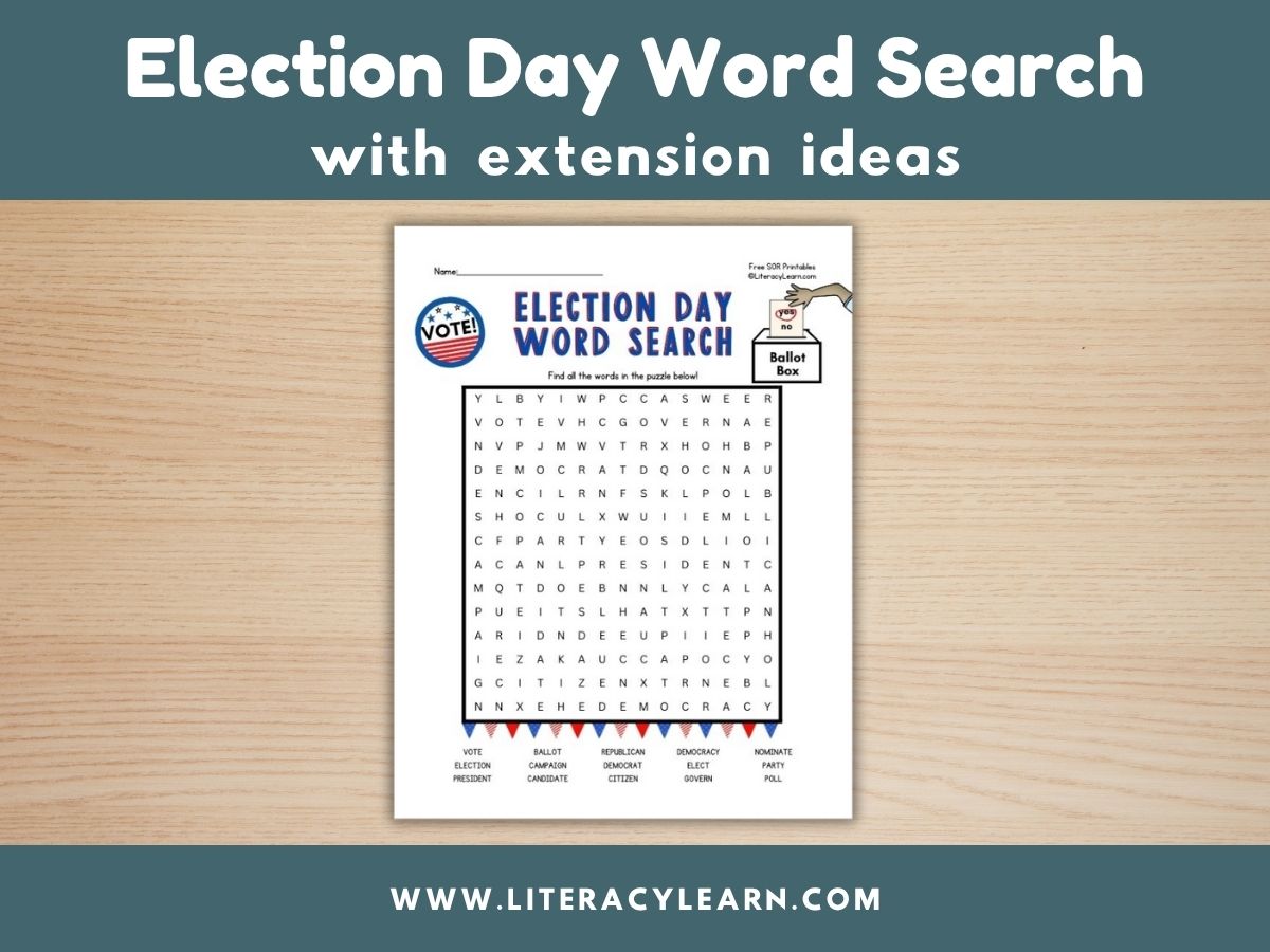 Election Day Word Search - Literacy Learn Unlimited
