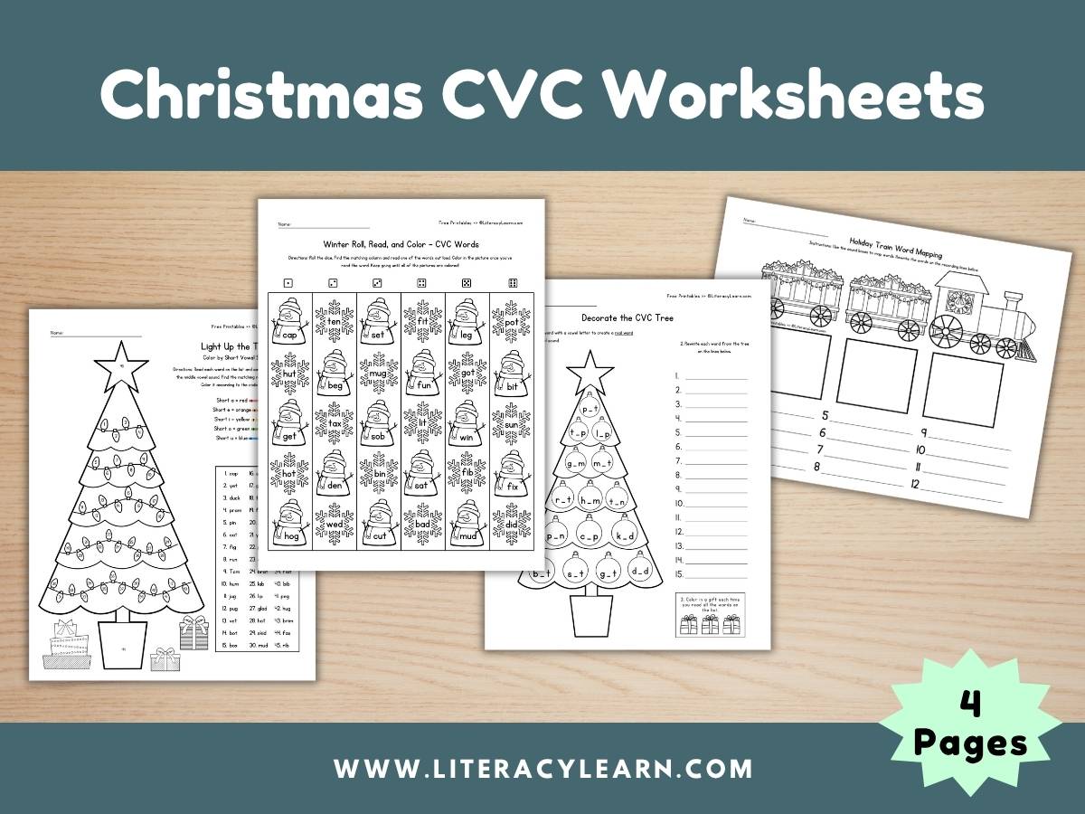 Christmas CVC Worksheets - Literacy Learn Unlimited