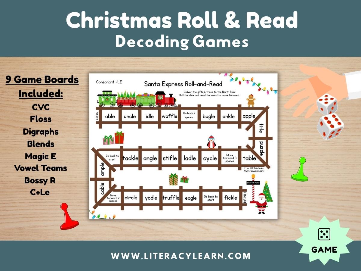 Roll & Read Games: Christmas Train - Literacy Learn Unlimited