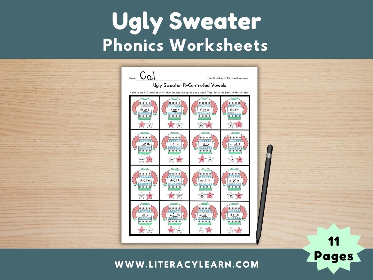 Ugly Sweater Holiday Phonics Practice (8 versions) - Literacy Learn ...