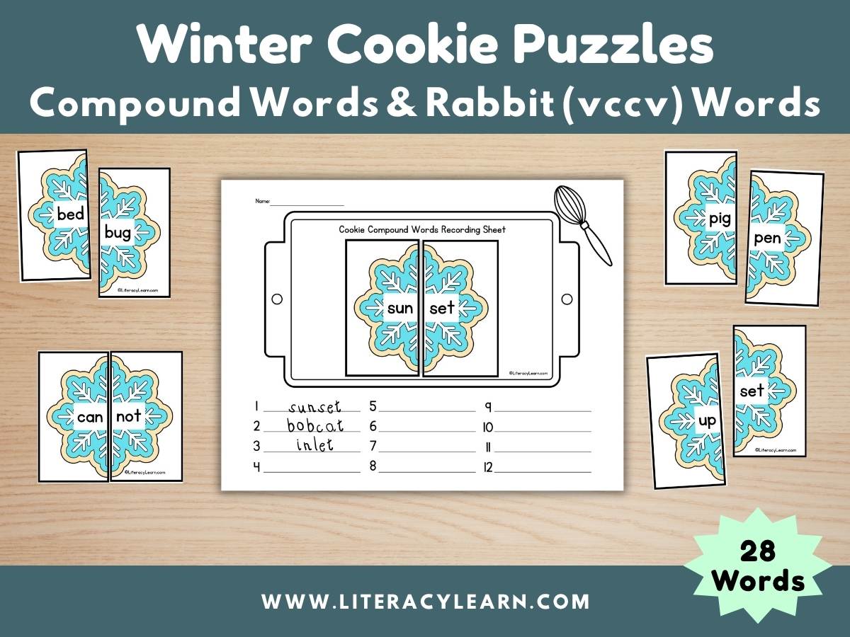 Winter Cookie Read & Match Puzzles: Compound Words & Rabbit Words ...