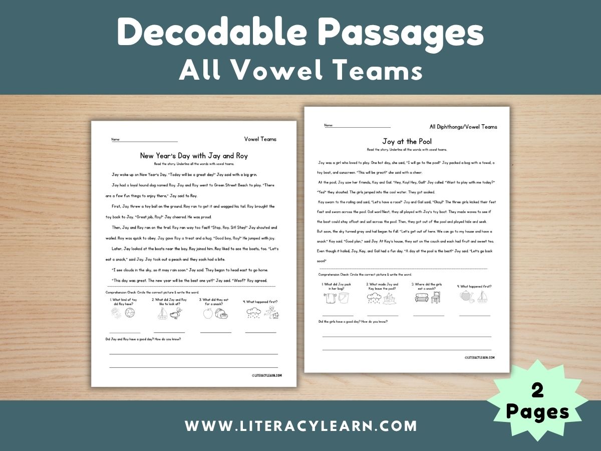 Decodable Passages - All Vowel Teams - Literacy Learn Unlimited