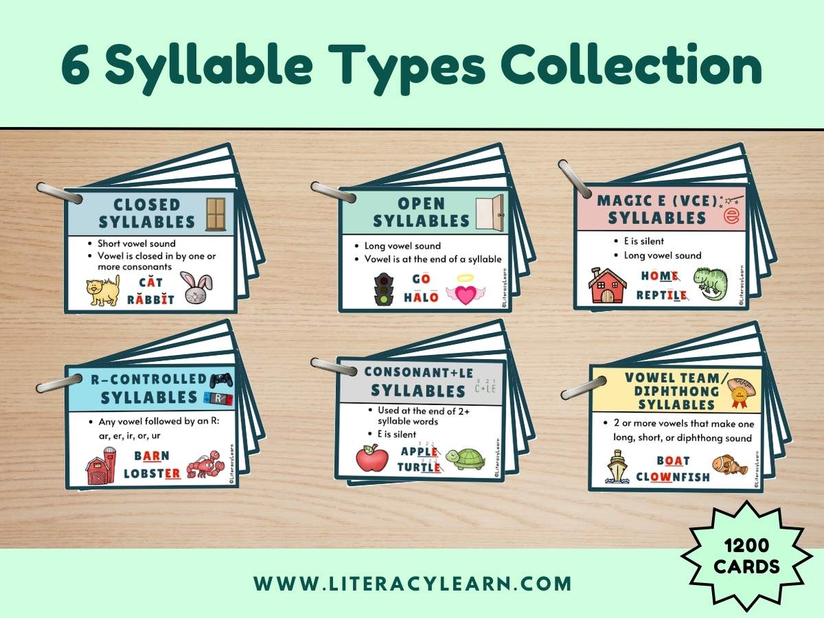 6 Syllable Types Flashcards Collection - Literacy Learn Unlimited