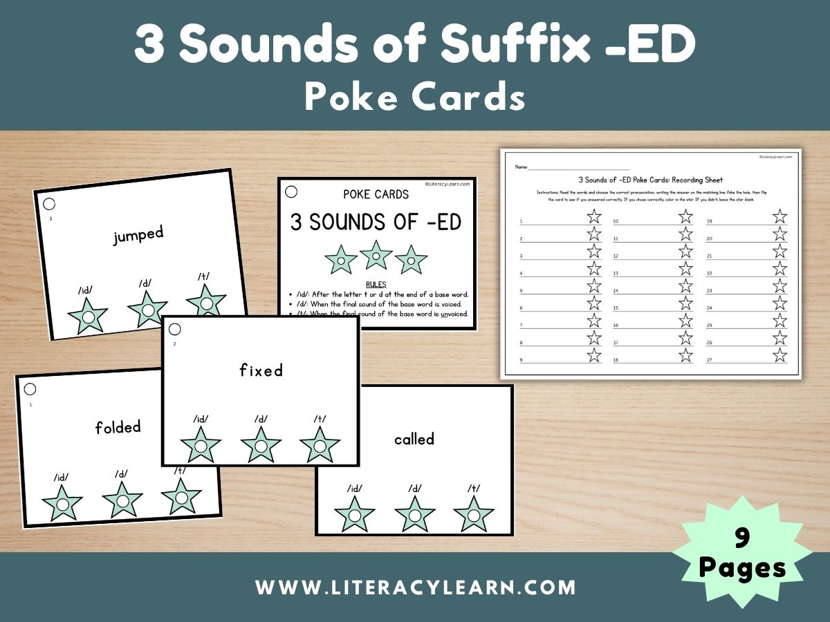 Poke Cards: 3 Sounds of Suffix -ED - Literacy Learn Unlimited