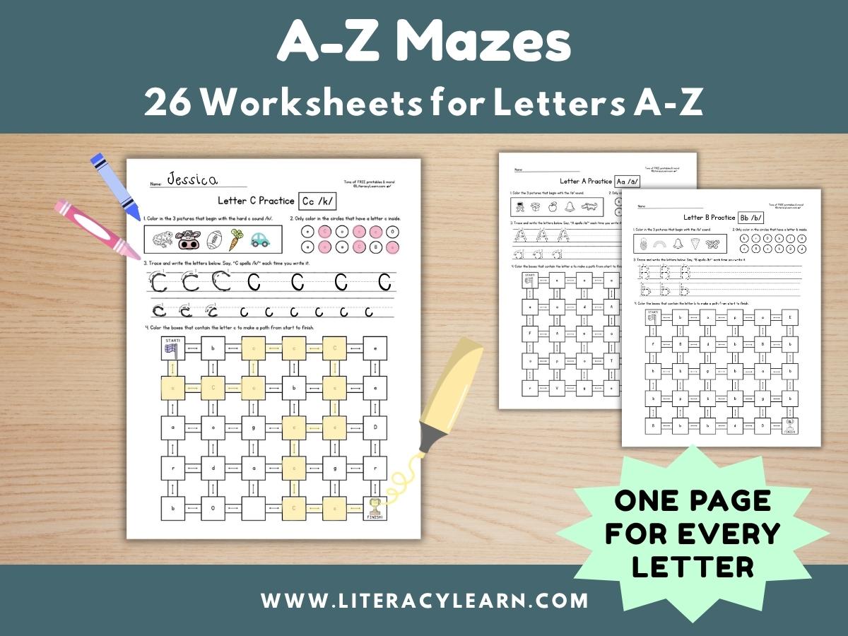 A-Z Maze Worksheets - Literacy Learn Unlimited