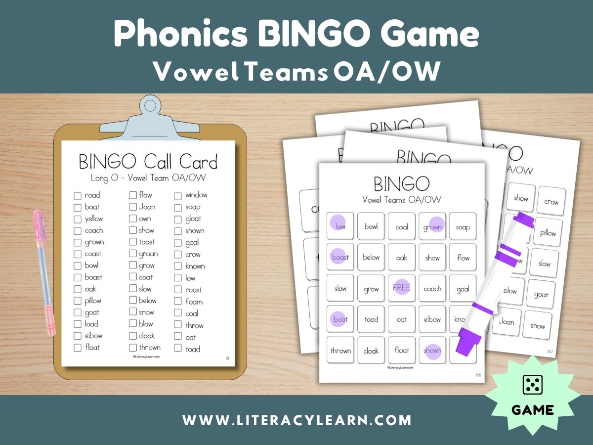 Phonics Bingo: Vowel Teams OA/OW (Long O) - Literacy Learn Unlimited