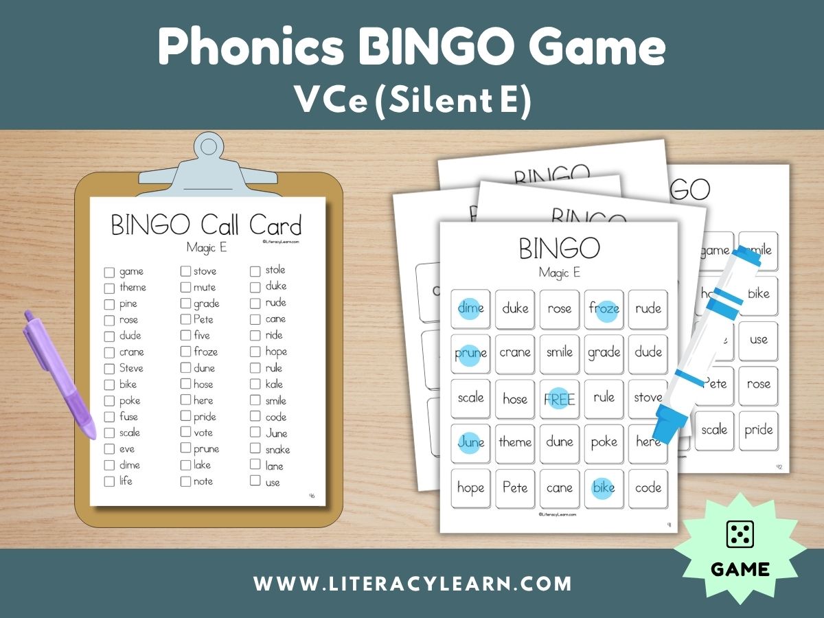 Phonics Bingo: VCe (Silent E) - Literacy Learn Unlimited