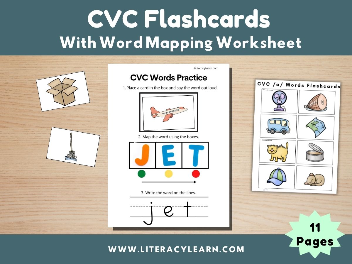 CVC Word Flashcards & Word Mapping Worksheet - Literacy Learn Unlimited