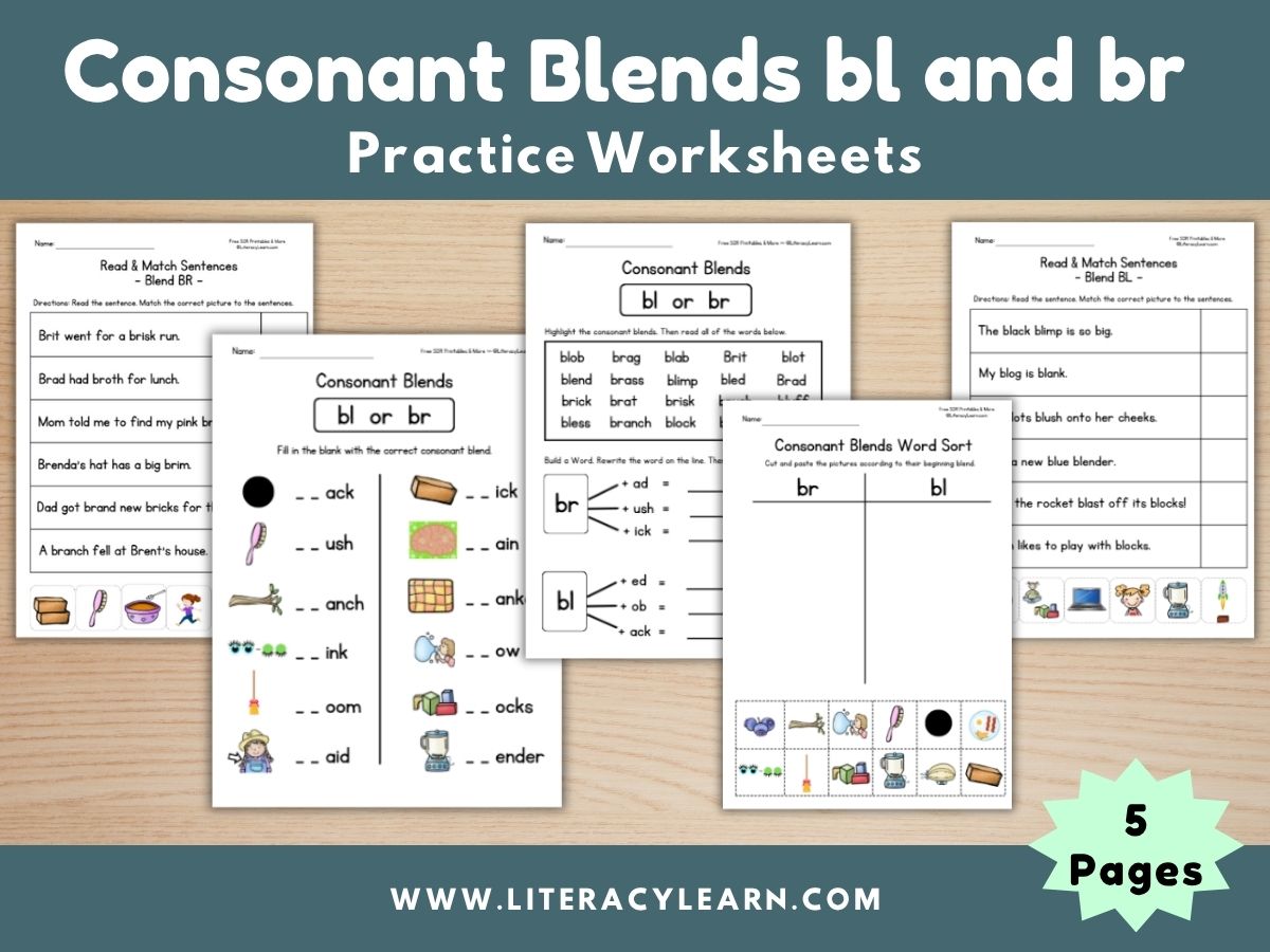 Consonant Blends BL and BR Worksheets - Literacy Learn Unlimited