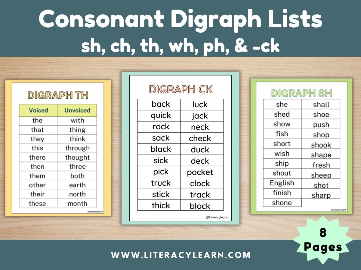 Consonant Digraph Words List - Literacy Learn Unlimited