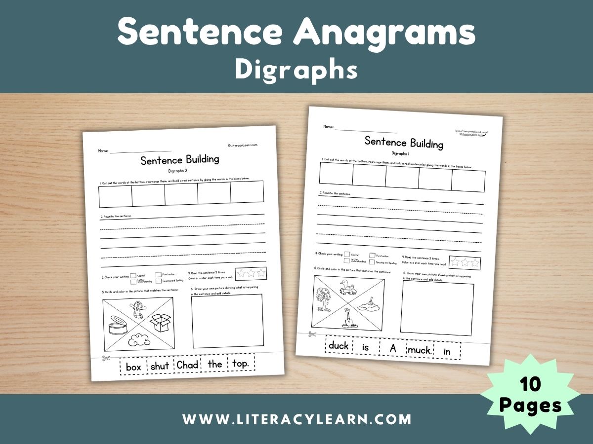 Sentence Anagram Worksheets: Digraphs - Literacy Learn Unlimited