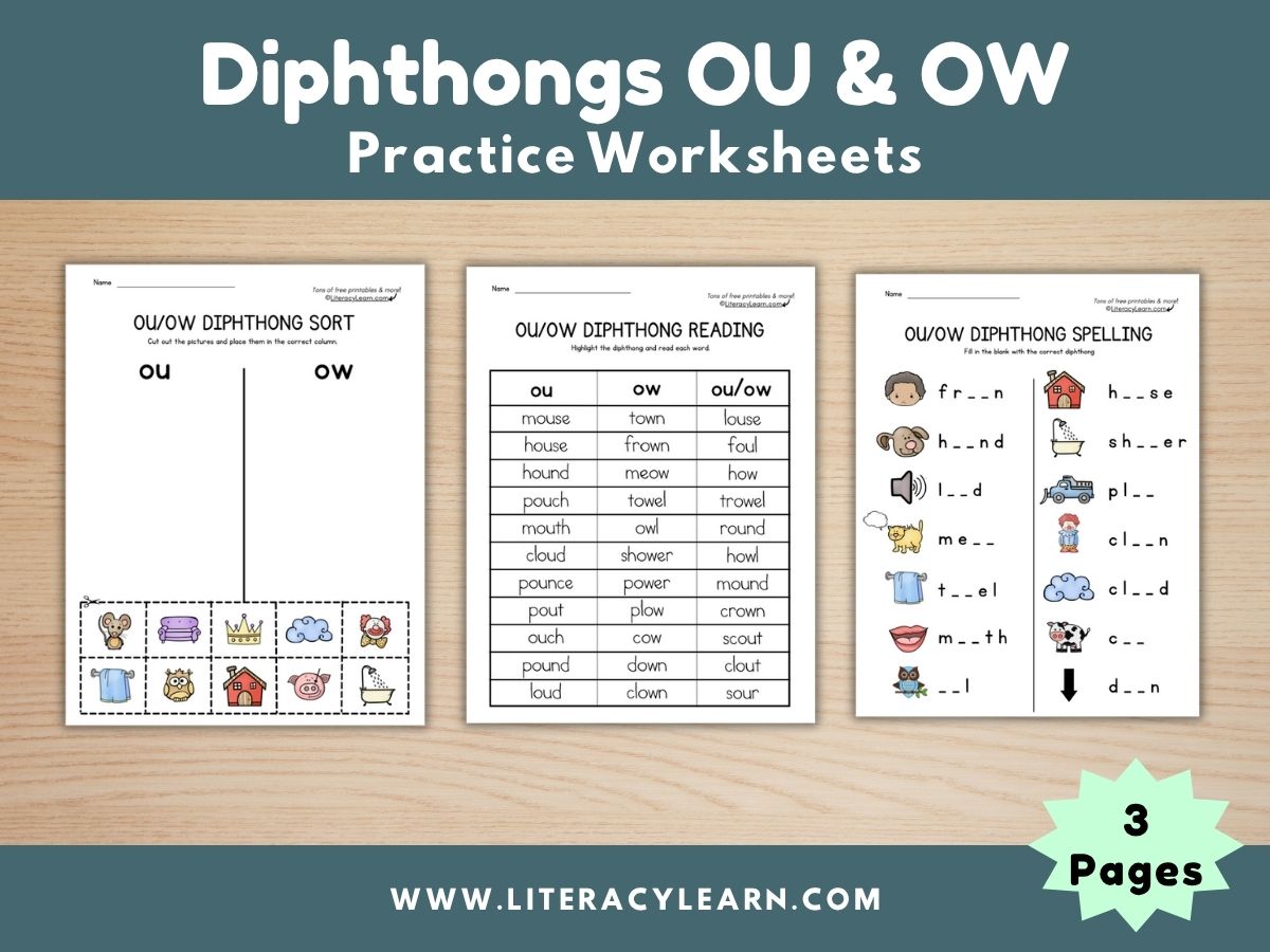 Diphthong OU/OW Worksheets - Literacy Learn Unlimited