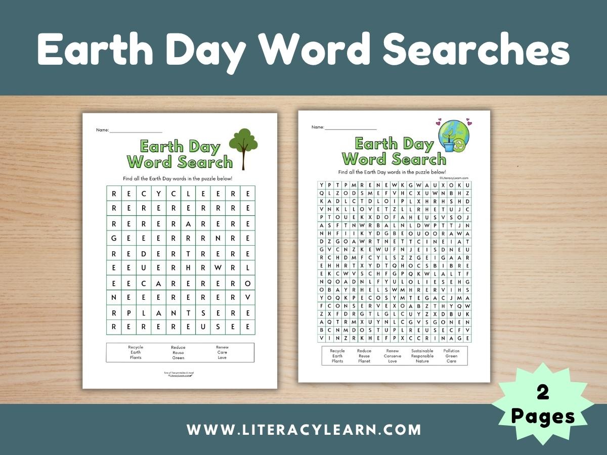 Earth Day Word Searches - Literacy Learn Unlimited