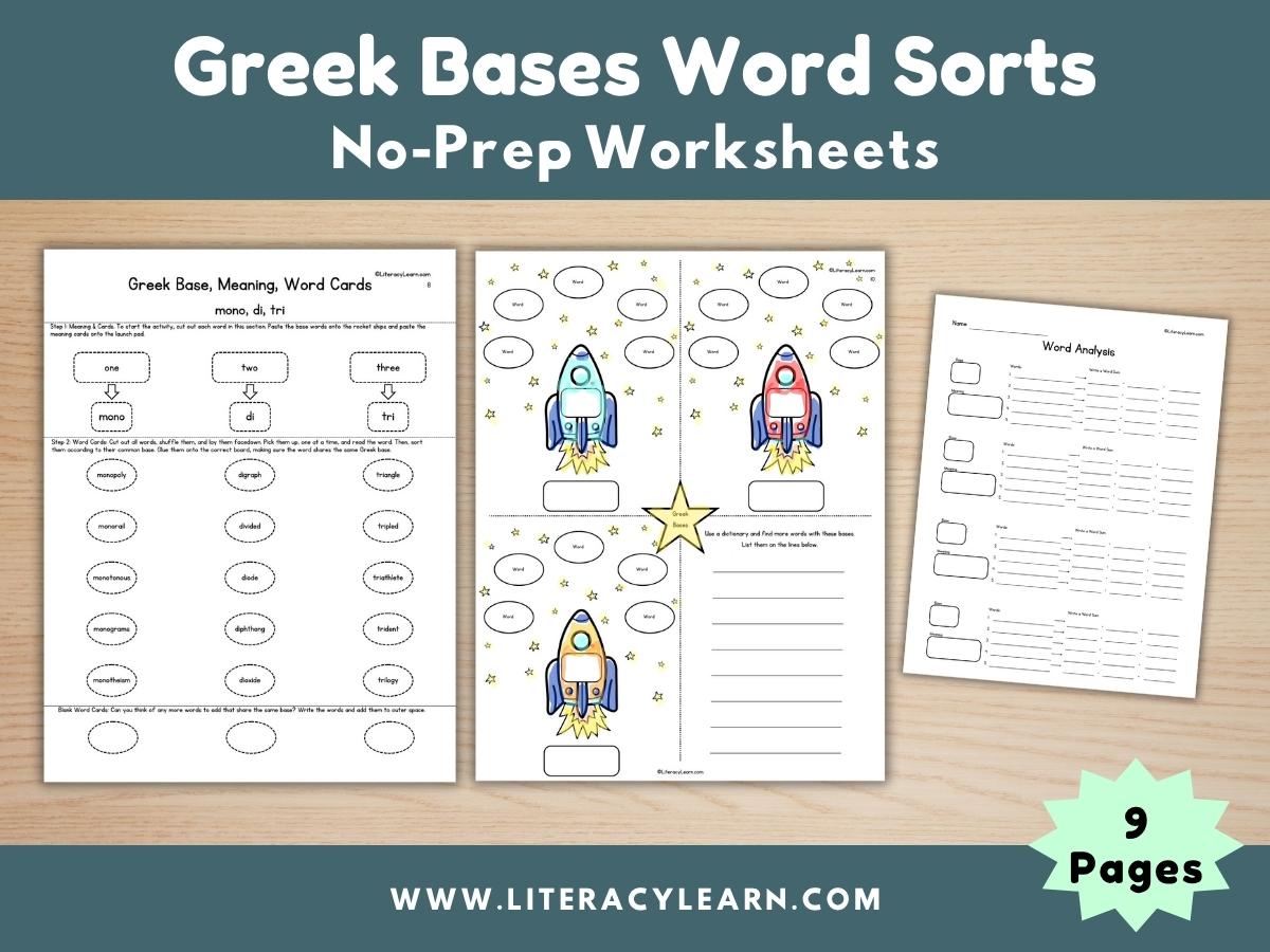 Greek Bases Word Sorting Worksheets - Literacy Learn Unlimited