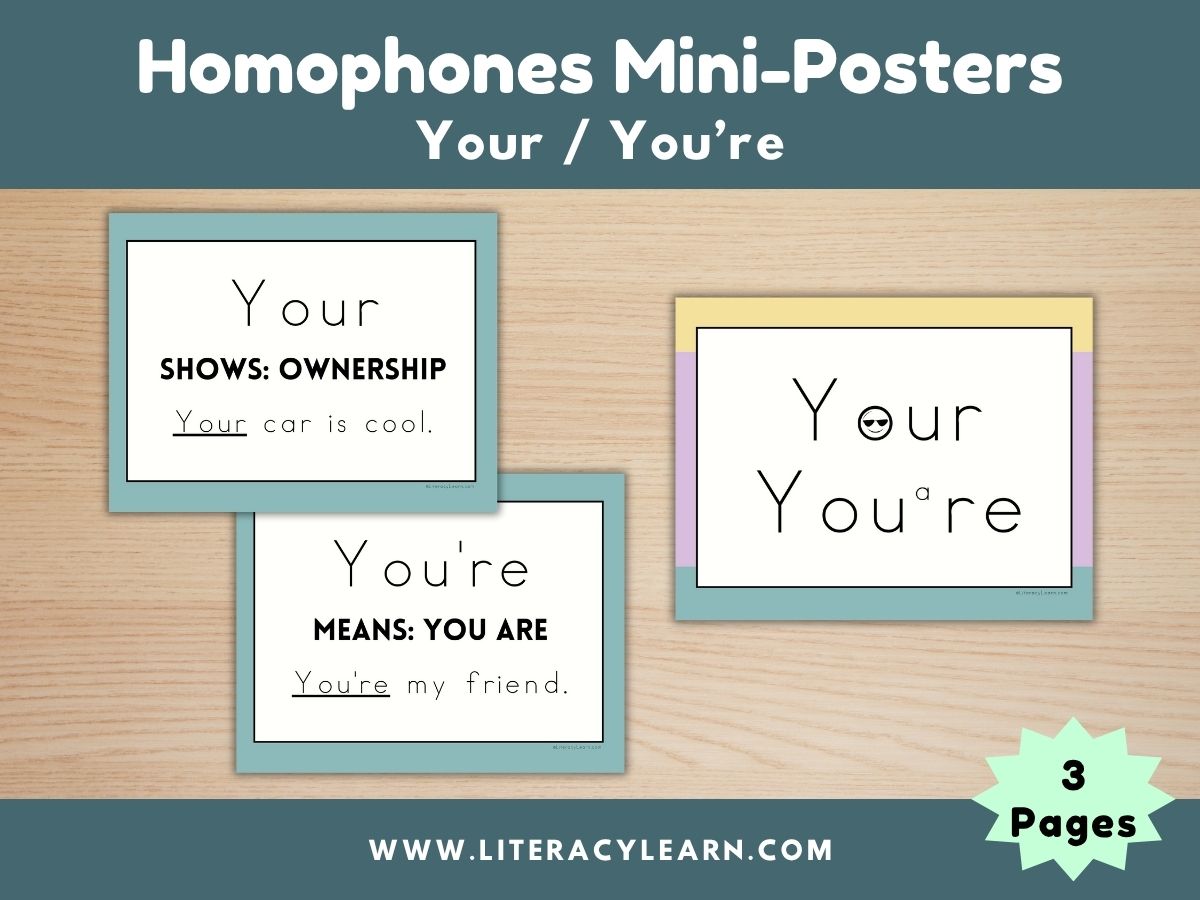 Homophones Mini-Posters: Your/You're - Literacy Learn Unlimited