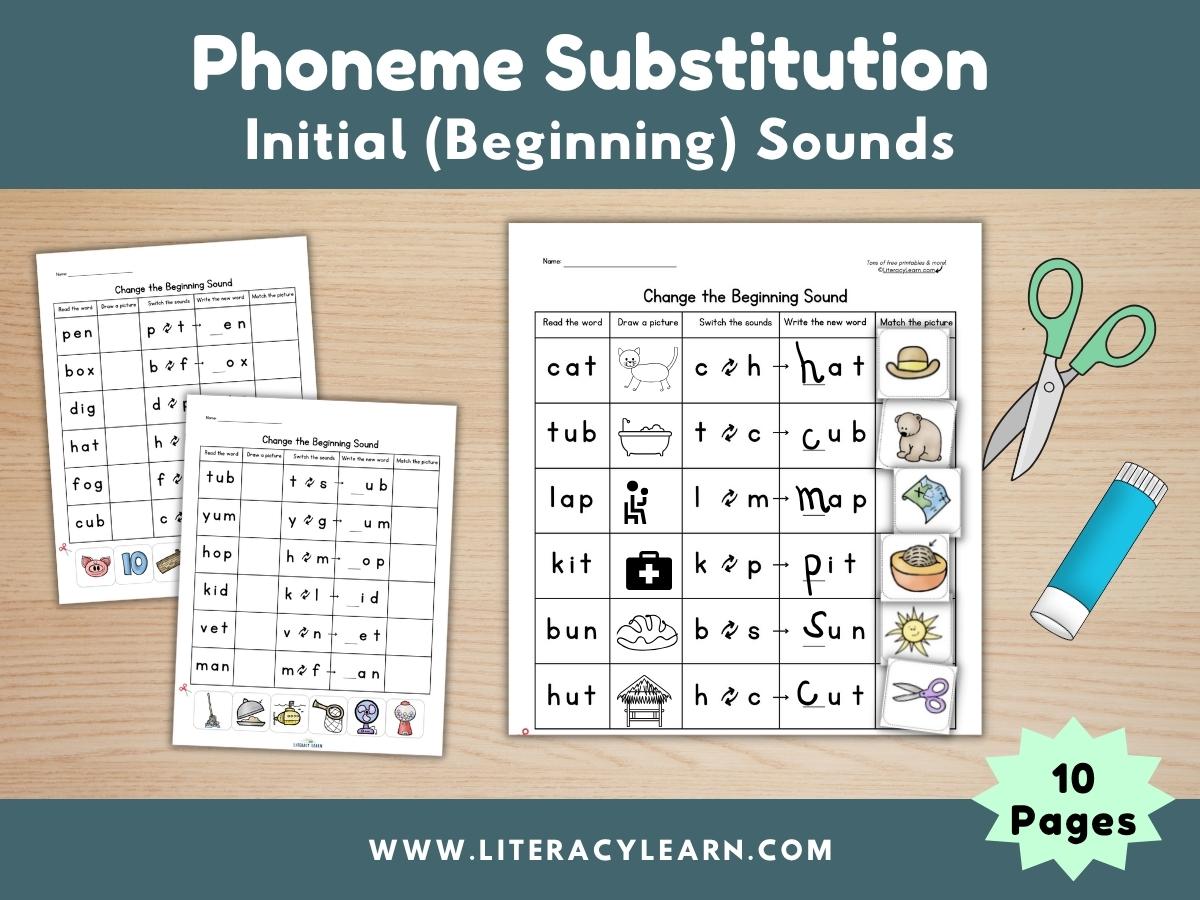Phoneme Substitution Worksheets: Initial Sounds - Literacy Learn Unlimited