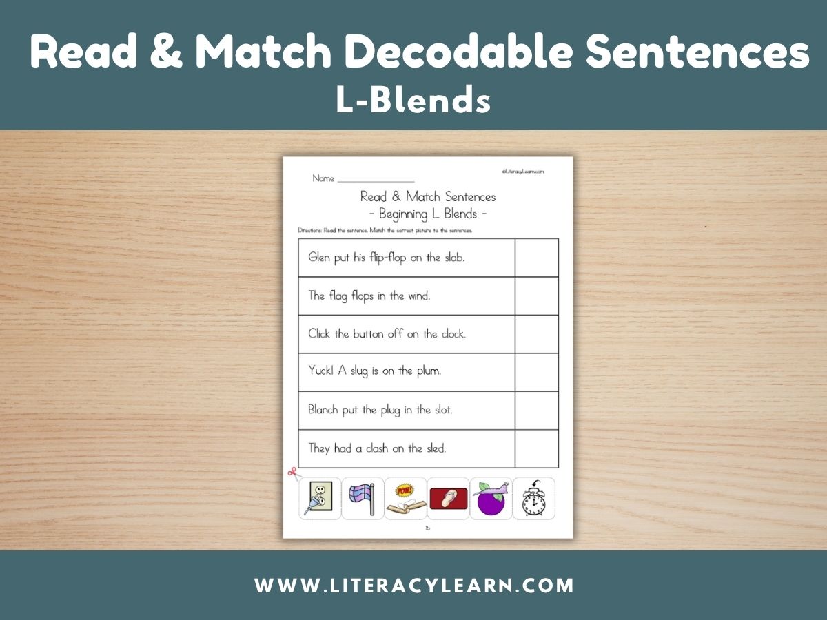 Decodable Sentences Read & Match: L-Blends - Literacy Learn Unlimited