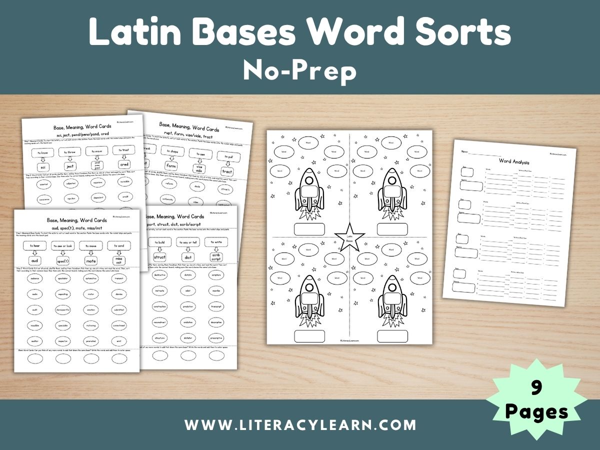 Latin Bases Word Sorting Worksheets - Literacy Learn Unlimited