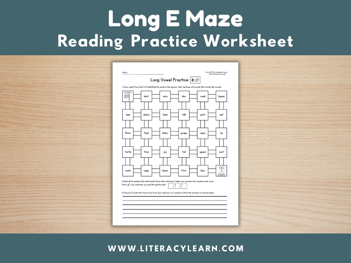 Long E Maze Worksheet - Literacy Learn Unlimited