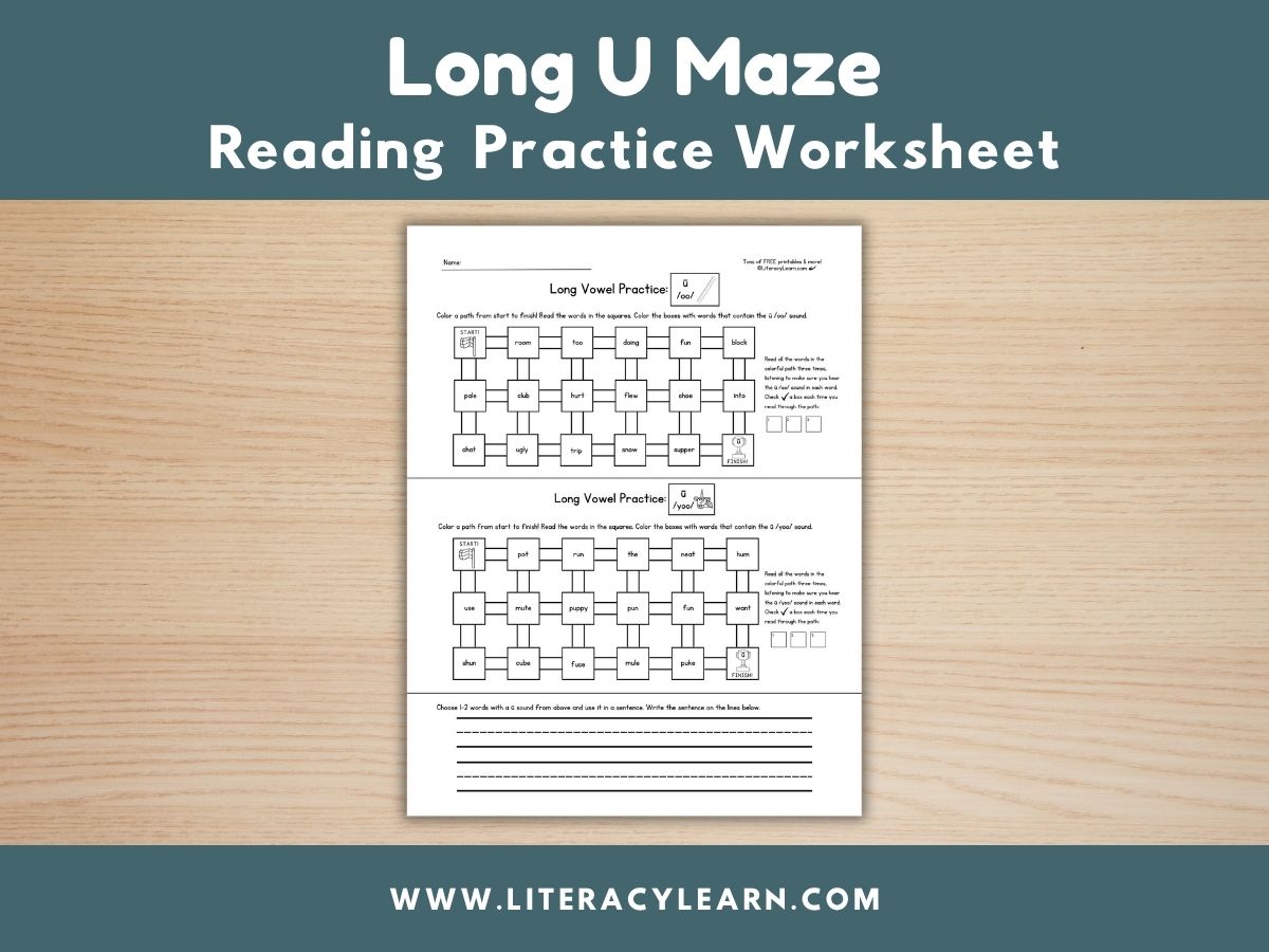 Long U Maze Worksheet - Literacy Learn Unlimited