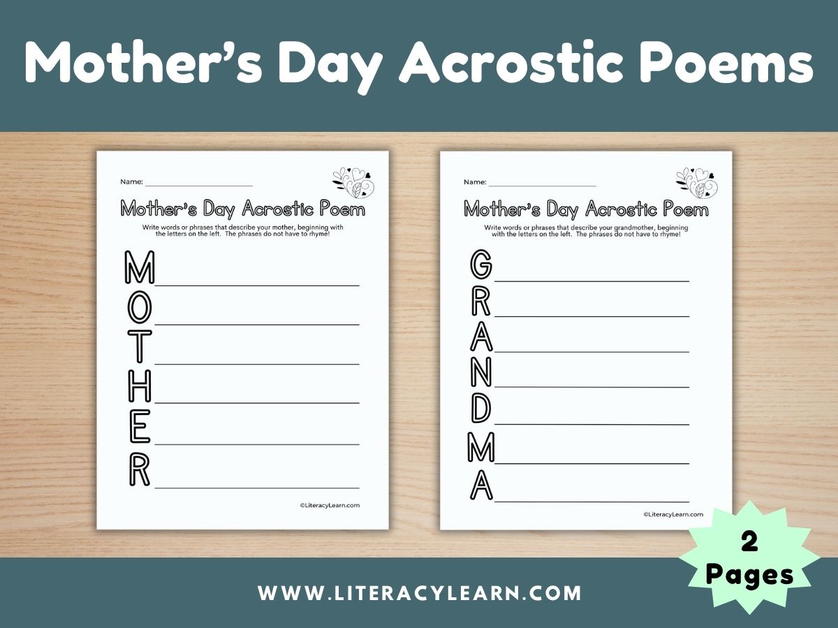 Mother's Day Acrostic Printables - Literacy Learn Unlimited