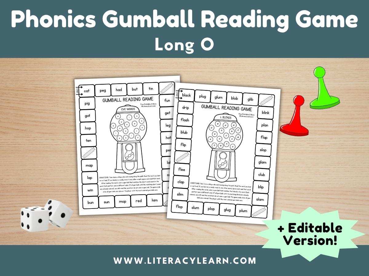 Phonics Gumball Reading Game: Long O - Literacy Learn Unlimited