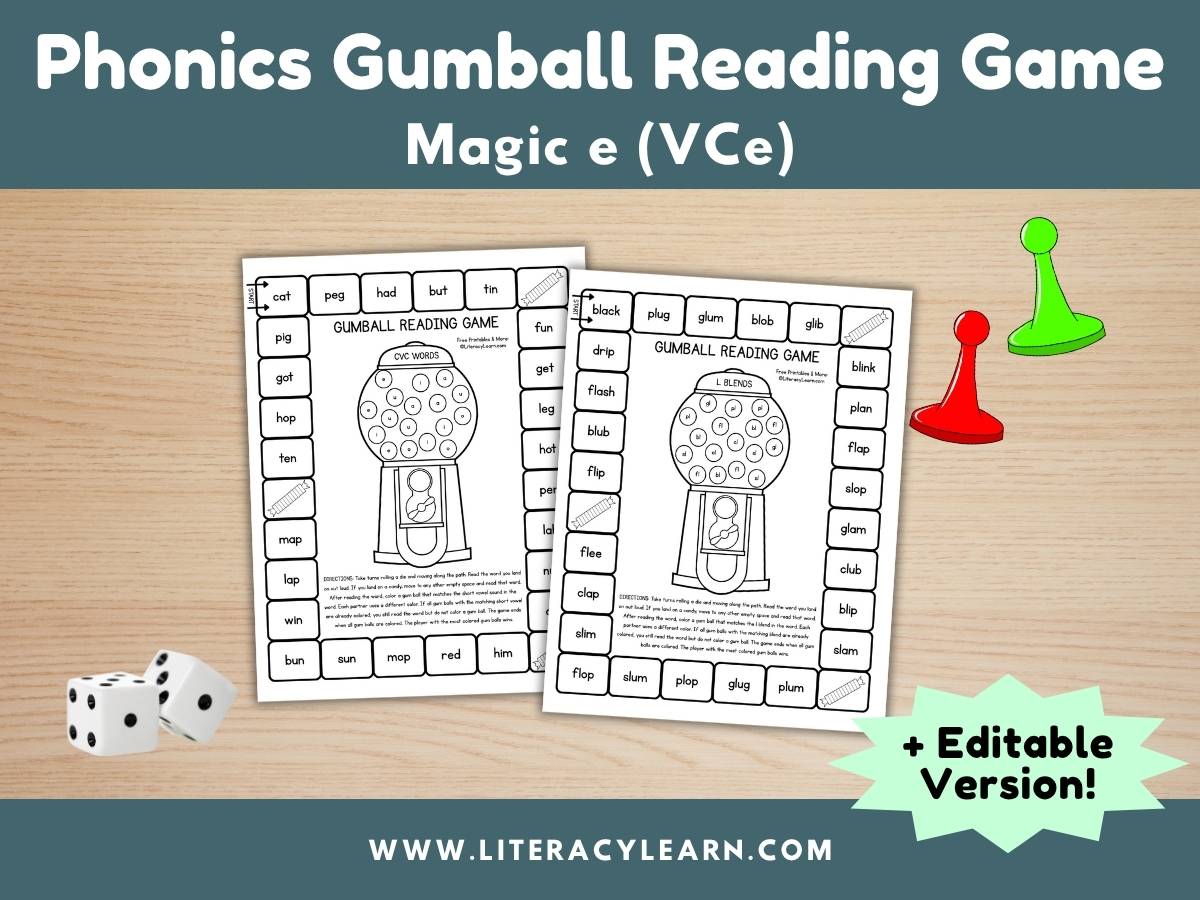 Phonics Gumball Reading Game: VCe (Silent E) - Literacy Learn Unlimited