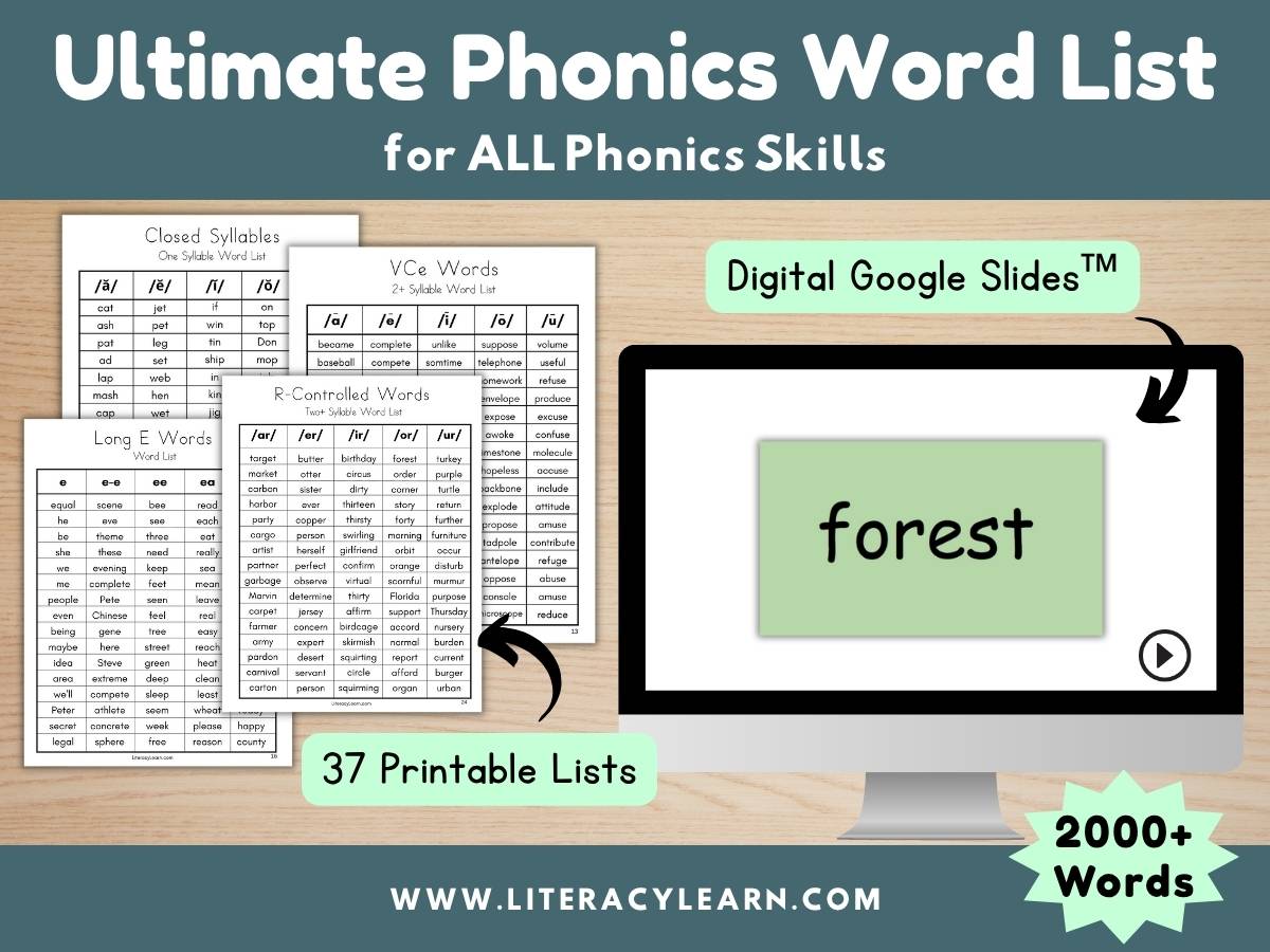 Ultimate Phonics Word Lists for ALL Skills - Literacy Learn Unlimited