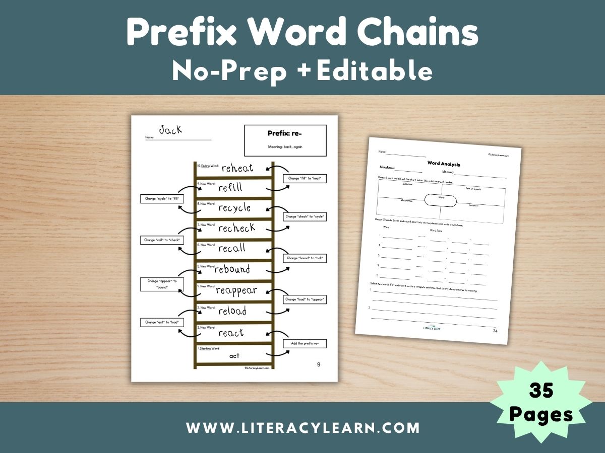 Prefixes Word Chaining Printables - Literacy Learn Unlimited