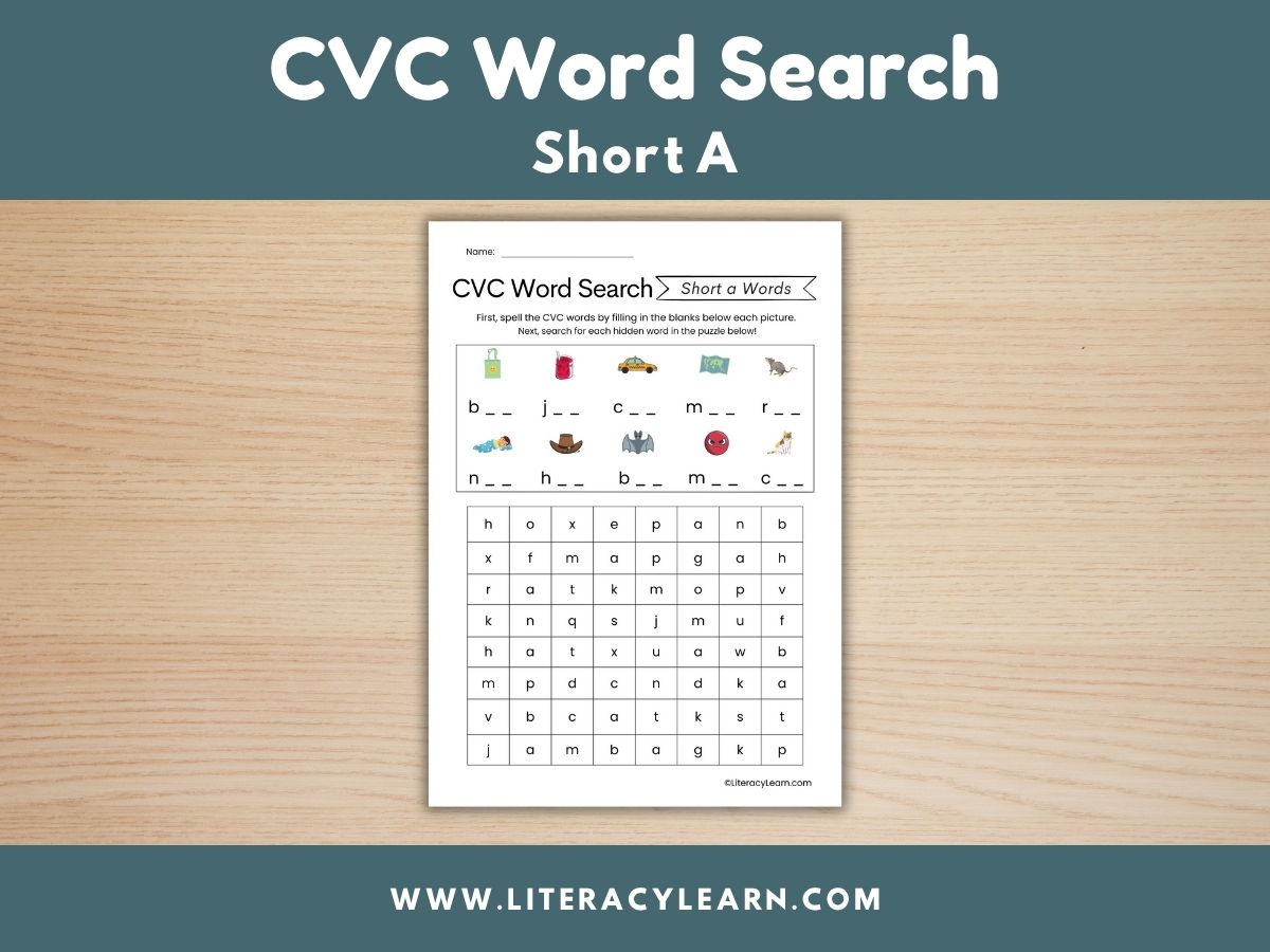 CVC Word Search - Short A - Literacy Learn Unlimited