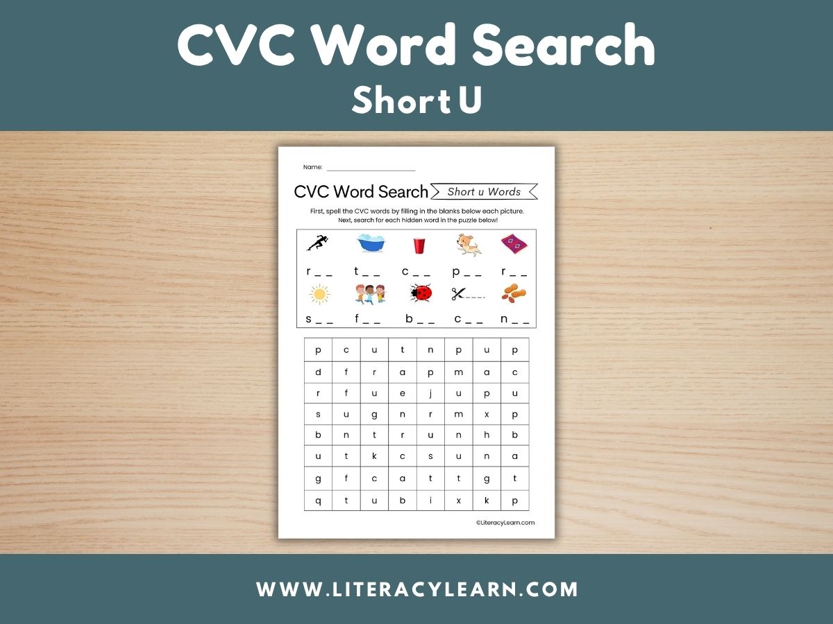 CVC Word Search - Short U - Literacy Learn Unlimited