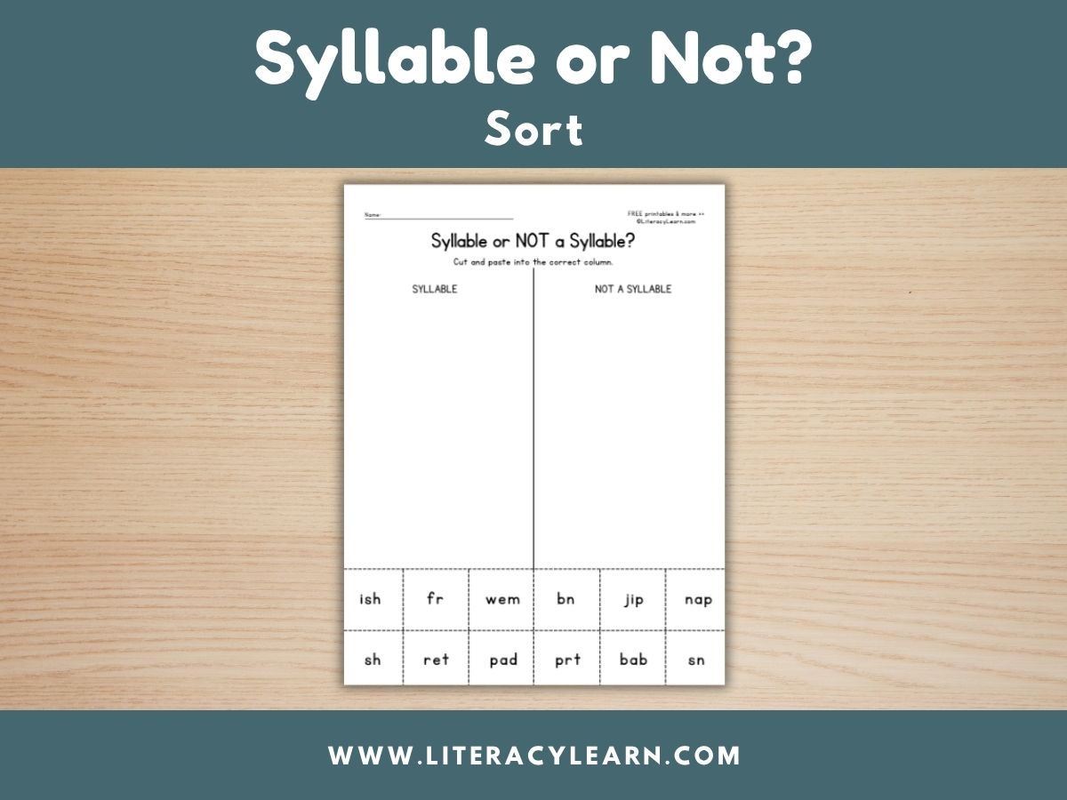 Syllable or Not a Syllable Sort - Literacy Learn Unlimited