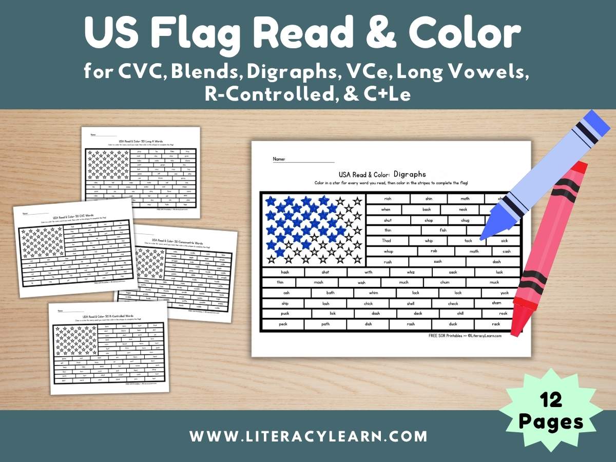 US Flag Read & Color by Phonics Skill - Literacy Learn Unlimited