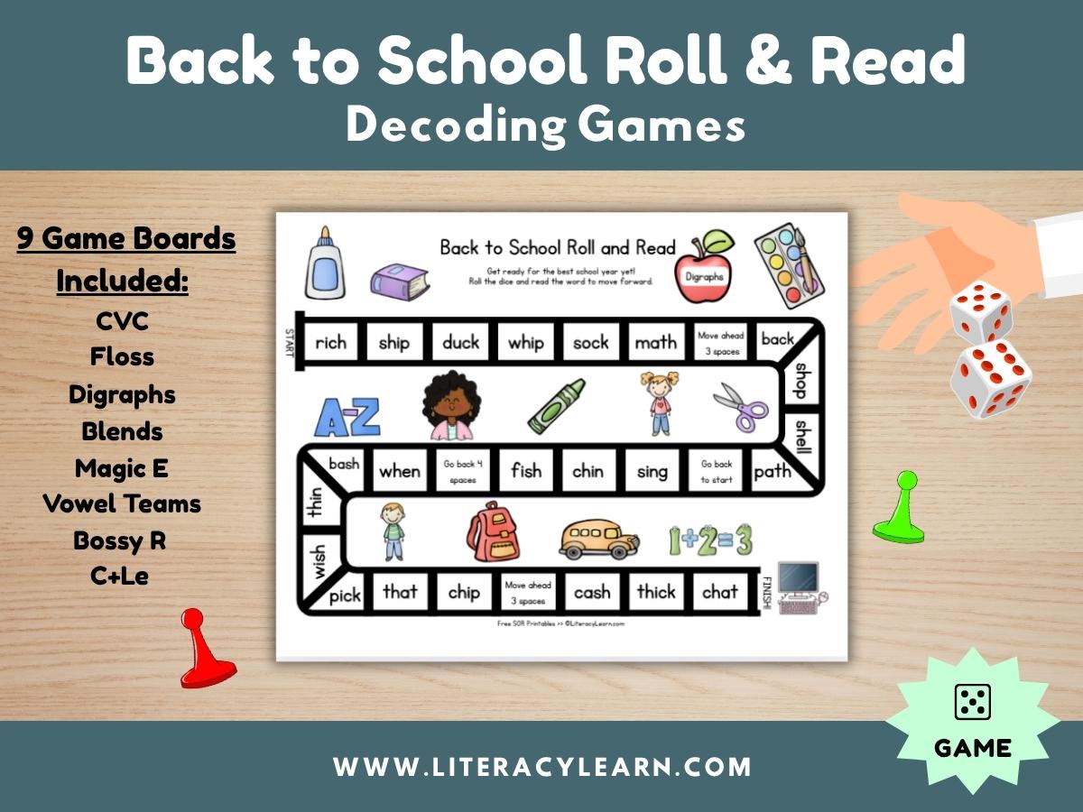 Roll & Read Games: Back to School - Literacy Learn Unlimited