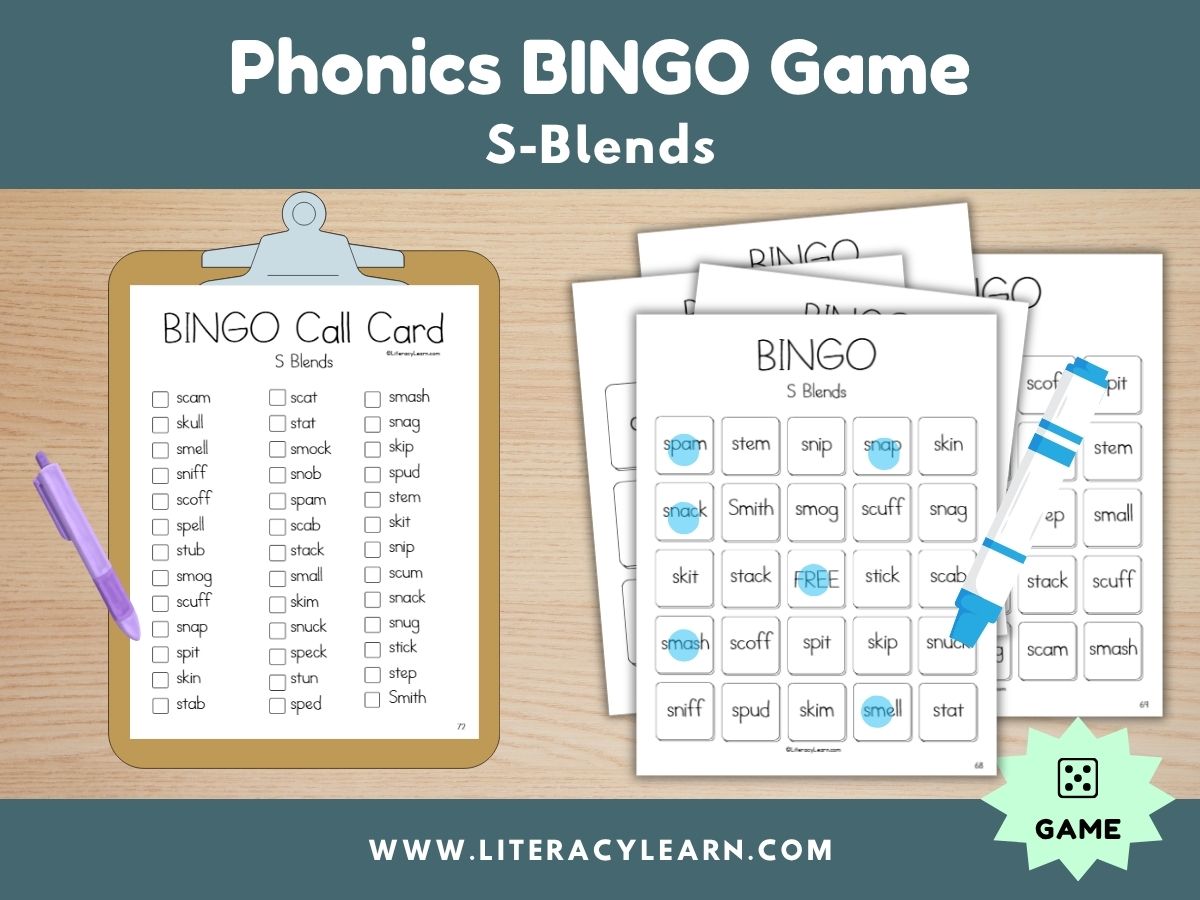 Phonics Bingo: S-Blends - Literacy Learn Unlimited