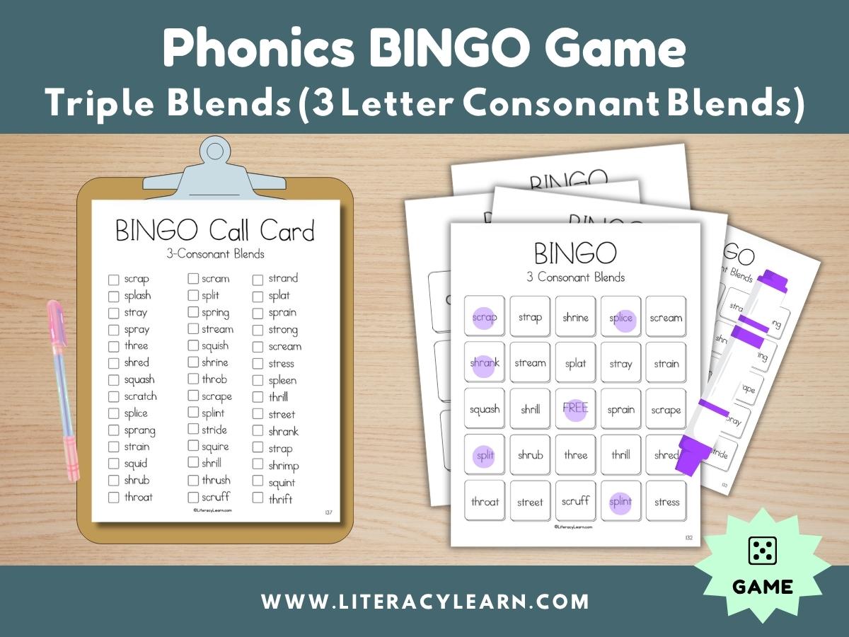 Phonics Bingo: Triple Blends (3 Letter Blends) - Literacy Learn Unlimited