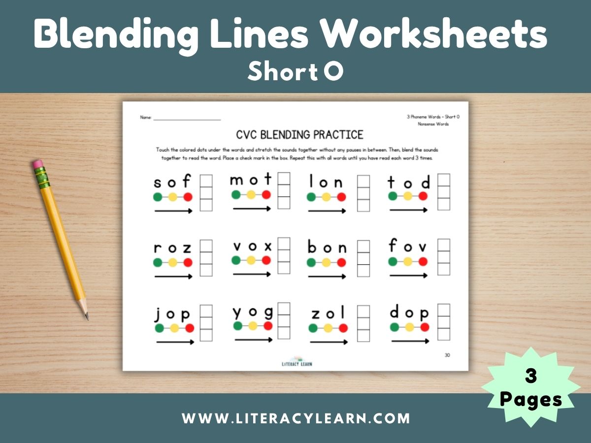 Blending Lines Worksheets: Short O - Literacy Learn Unlimited
