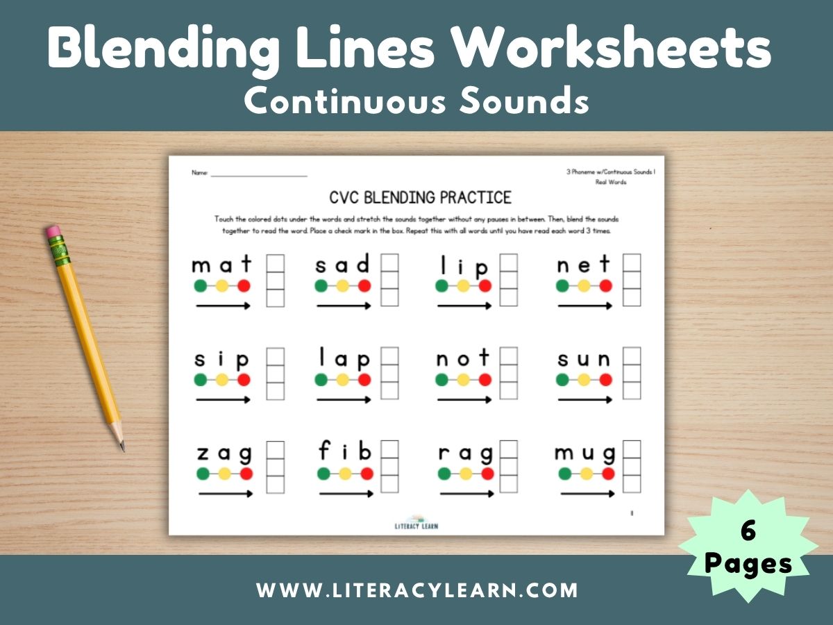 Blending Lines Worksheets: Continuous Sounds - Literacy Learn Unlimited