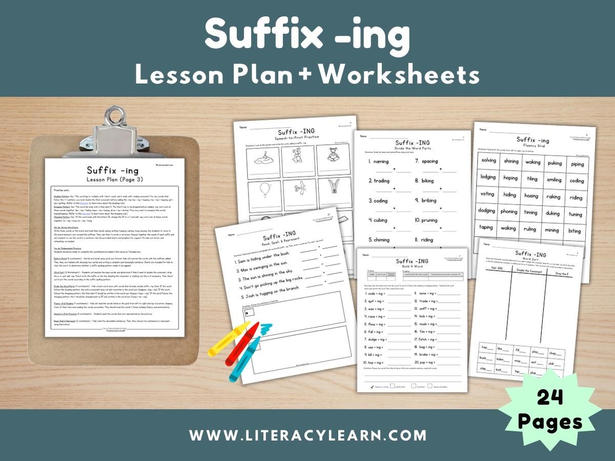 Suffix -ing Lesson Plan + Worksheets - Literacy Learn Unlimited