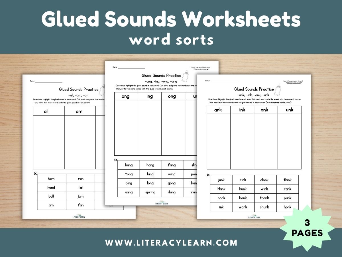 Glued Sounds Worksheets - Literacy Learn Unlimited