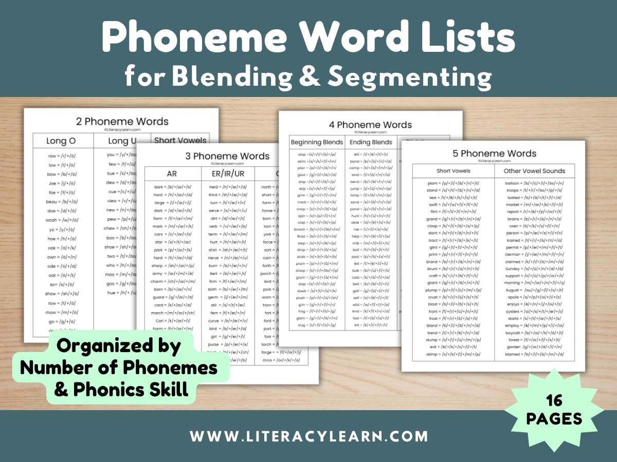 Phoneme Word Lists - Literacy Learn Unlimited