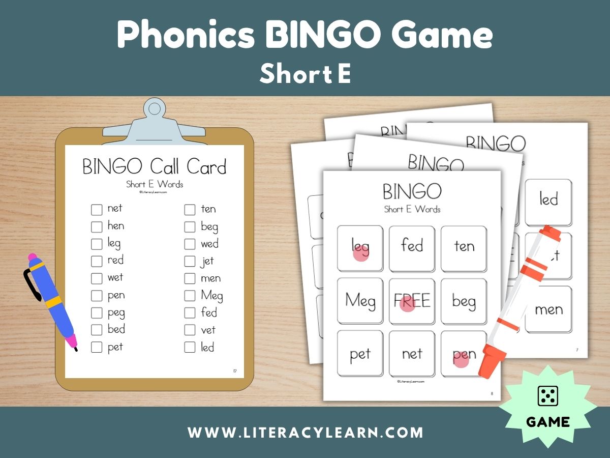 Phonics Bingo: Short E - Literacy Learn Unlimited