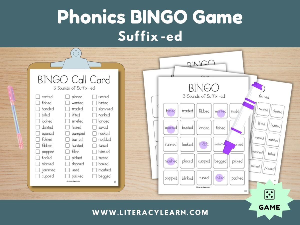 Phonics Bingo: Suffix -ED - Literacy Learn Unlimited