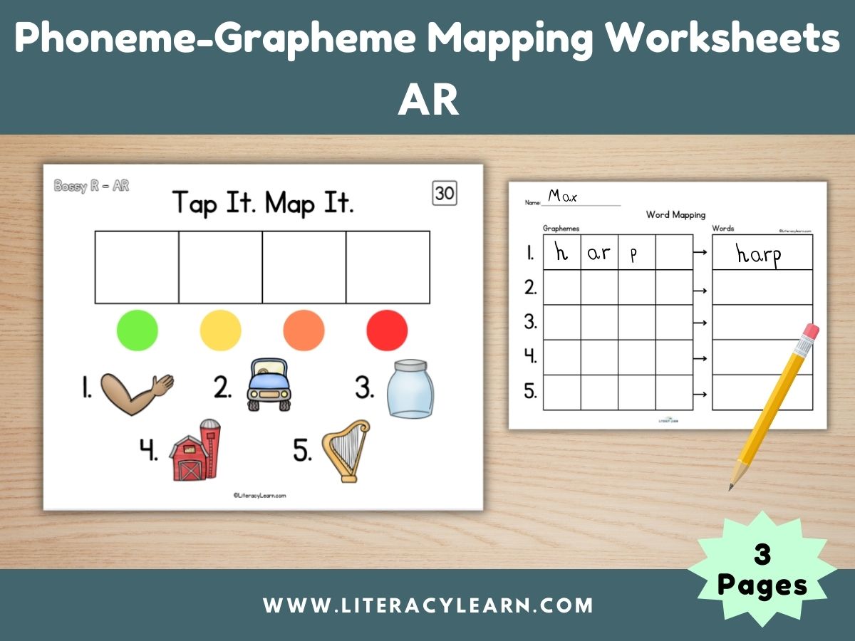 Phoneme-Grapheme Mapping Worksheets: AR (R-Controlled) - Literacy Learn ...
