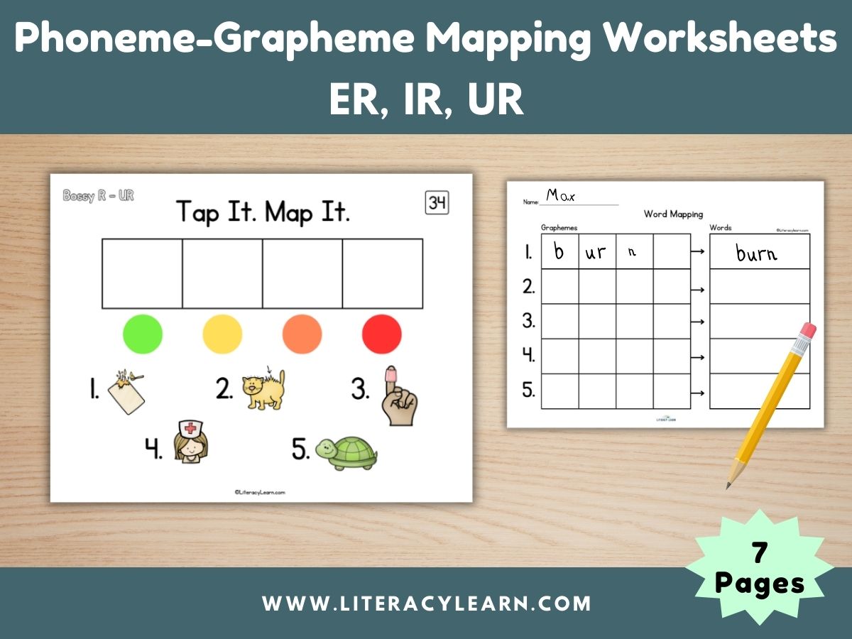 Phoneme-Grapheme Mapping Worksheets: ER, IR, UR (R-Controlled ...